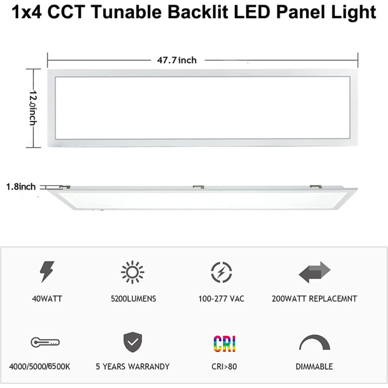 40W 1x4 Backlit LED Light Panels Dimmable Ceiling Light Fixture