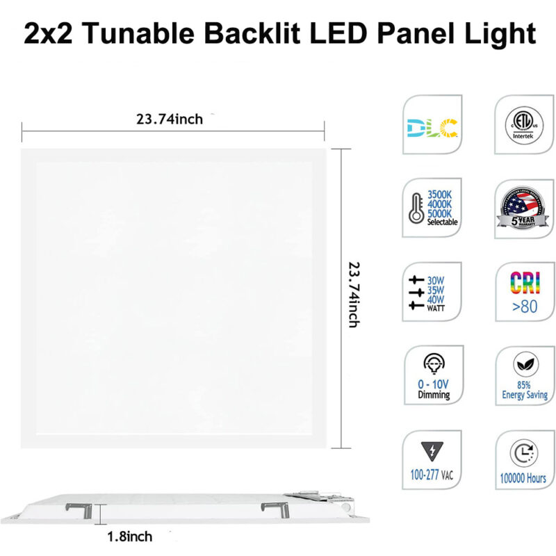 2x2 LED Backlit Panel Lights Watt Color Tunable Drop Ceiling Light