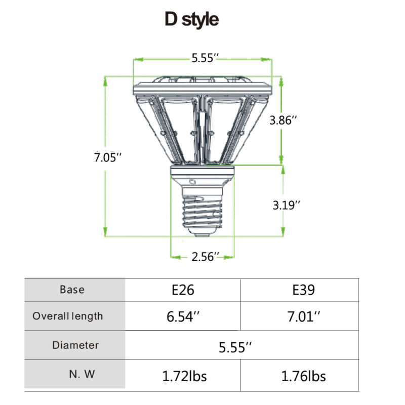 LED Corn Bulb 30W 40W 50W 60W 5000K E26 & E39 Base