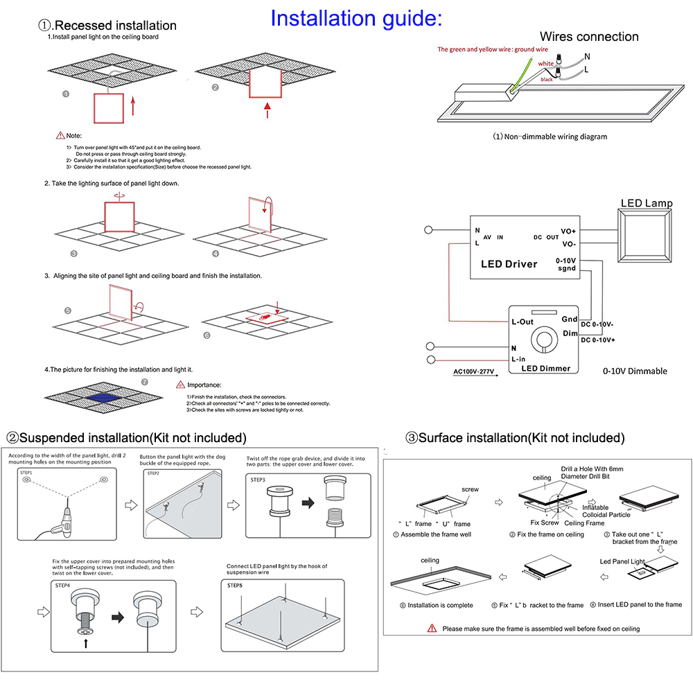 72W 2X4 LED Light Panels Edge Lit Ceiling Lighting Fixtures