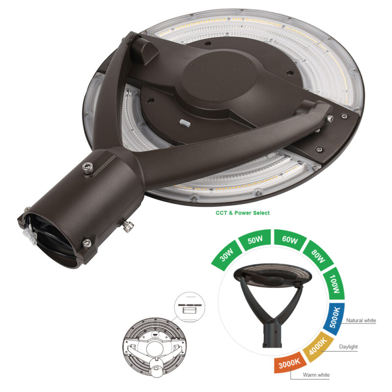 LED Circular Post Top Pole Lights 30W-100W 3000K 4000K 5000K