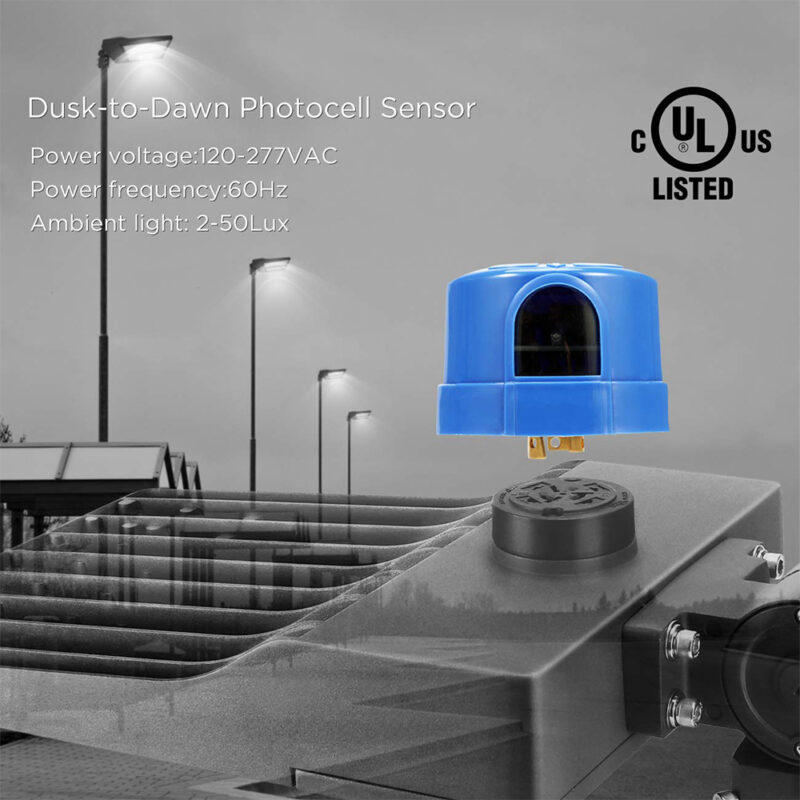 Twist Lock Photocell, 120-277V IP65 Auto On/Off Blue Light Switch