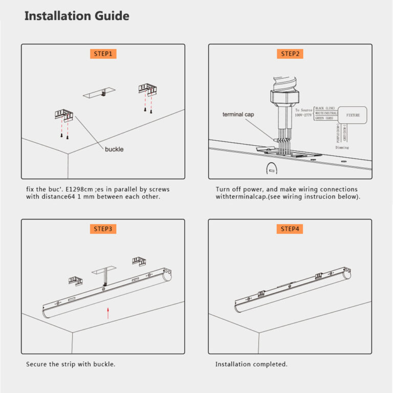 LED Linear Strip Lights 8FT Power and CCT Tunable Lowbay Light