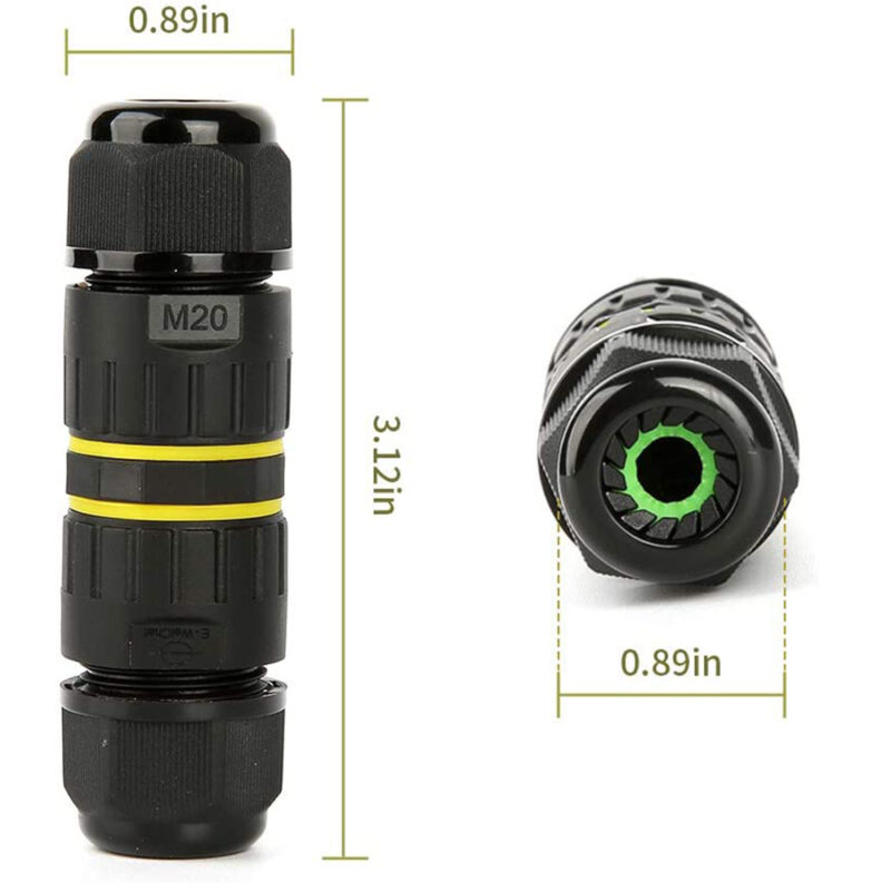 Wire Straight Junction Box IP68 3 Pin Electrical Cable Connector